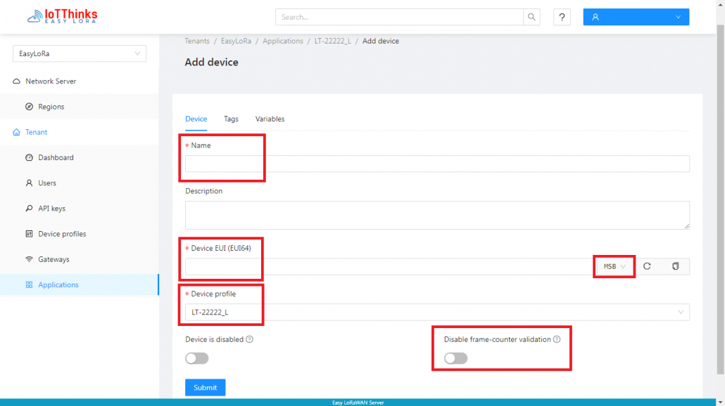 Add a LoRaWAN device in to Easy LoRaWAN Cloud - IoTThinks.com