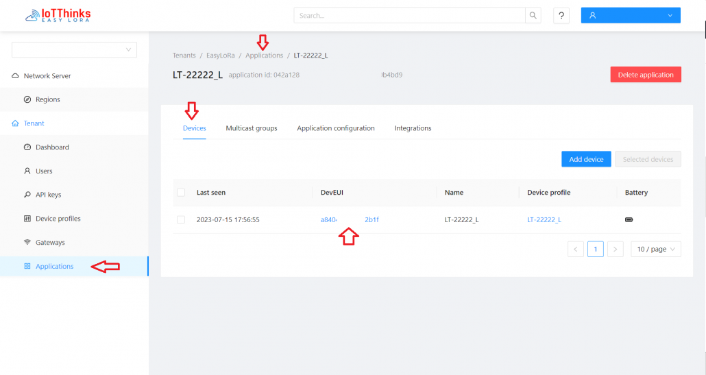 Send a downlink command from Easy LoRaWAN Cloud to a node - IoTThinks.com