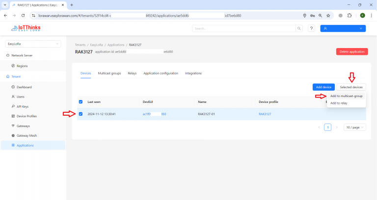 Create LoRaWAN multicast group and send multicast downlink - IoTThinks.com