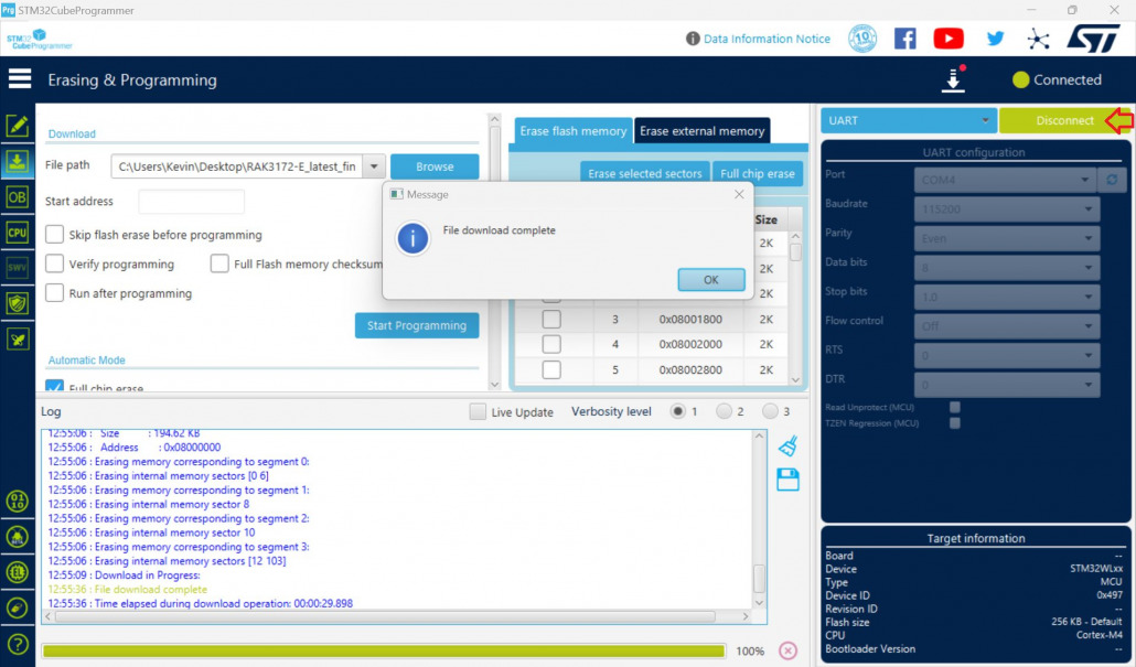 Flash firmware for RAK LoRaWAN modules - IoTThinks.com